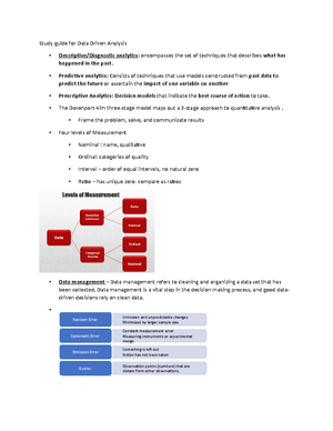 Study guide for Data Driven Analysis - Predictive analytics: Consists ...