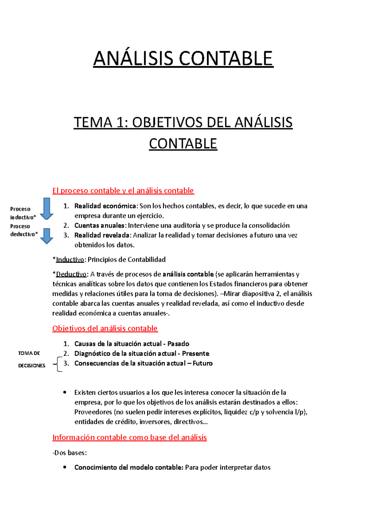 Resumen DE Análisis Contable - ANÁLISIS CONTABLE TEMA 1: OBJETIVOS DEL ...