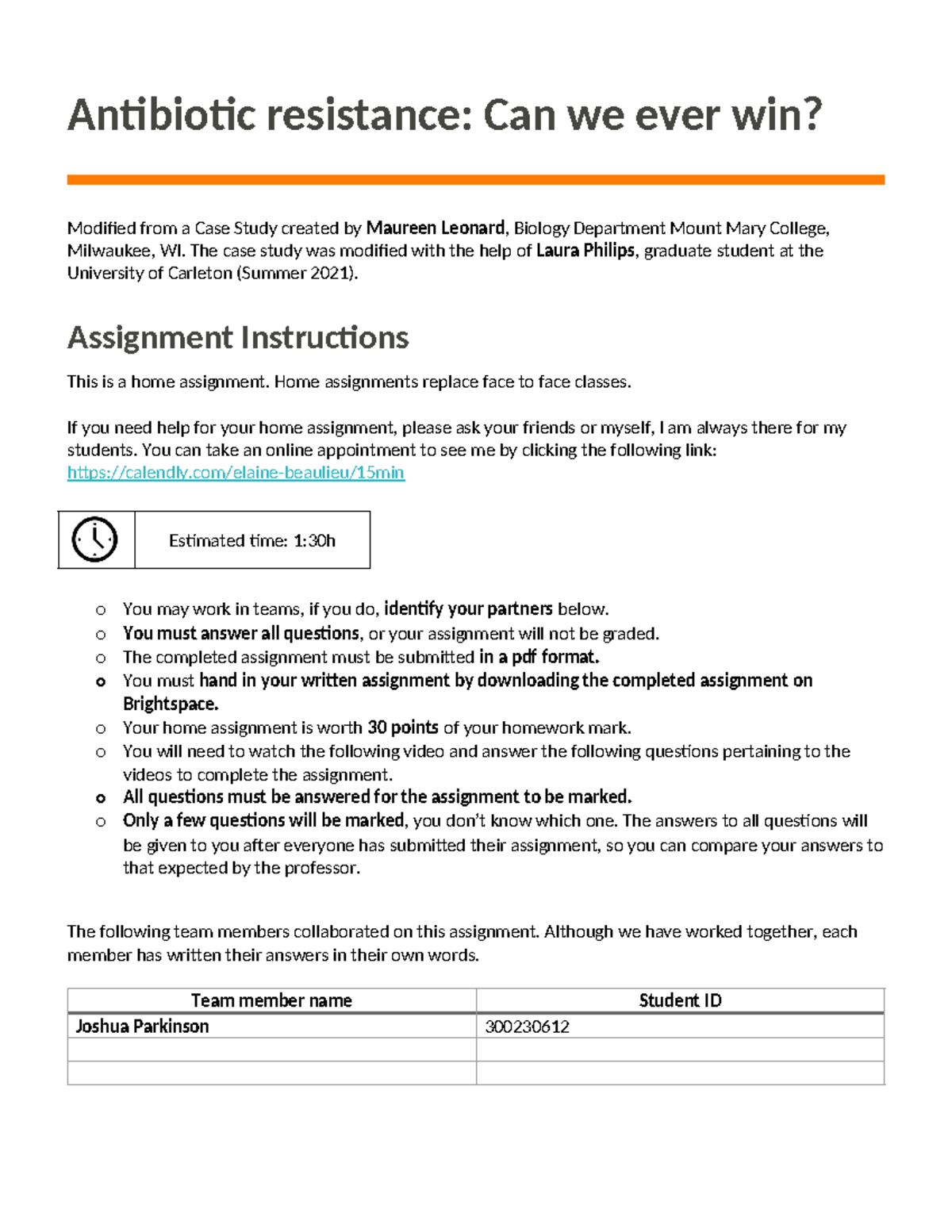 Antibiotic resistance lab - The case study was modified with the help ...