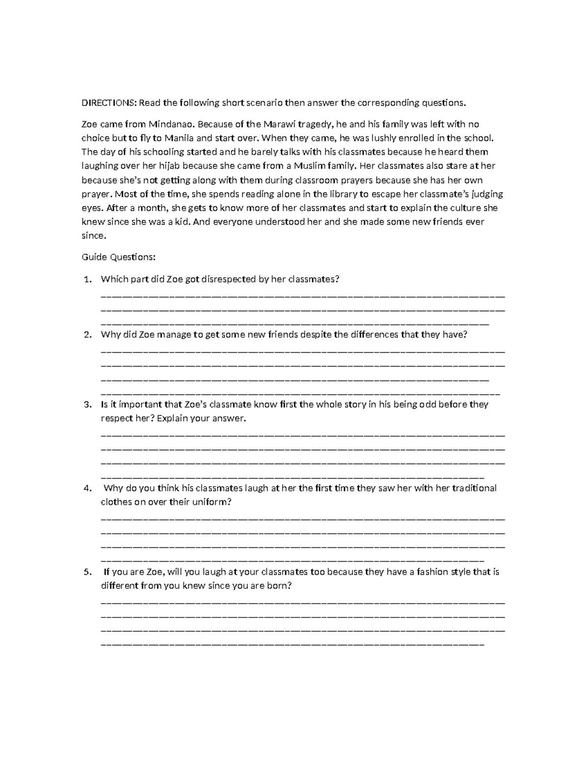 UCSP Activity - just a notes - DIRECTIONS: Read the following short ...