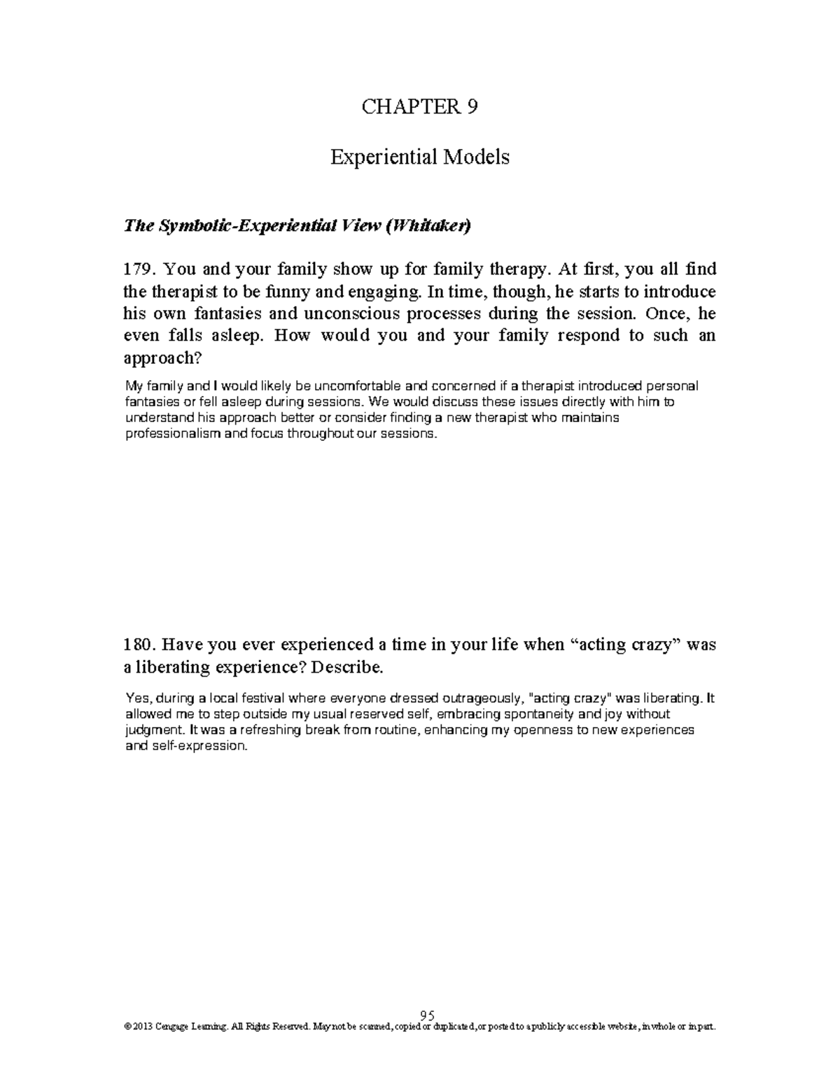 09 9781305092969 goldenberg workbook - CHAPTER 9 Experiential Models ...