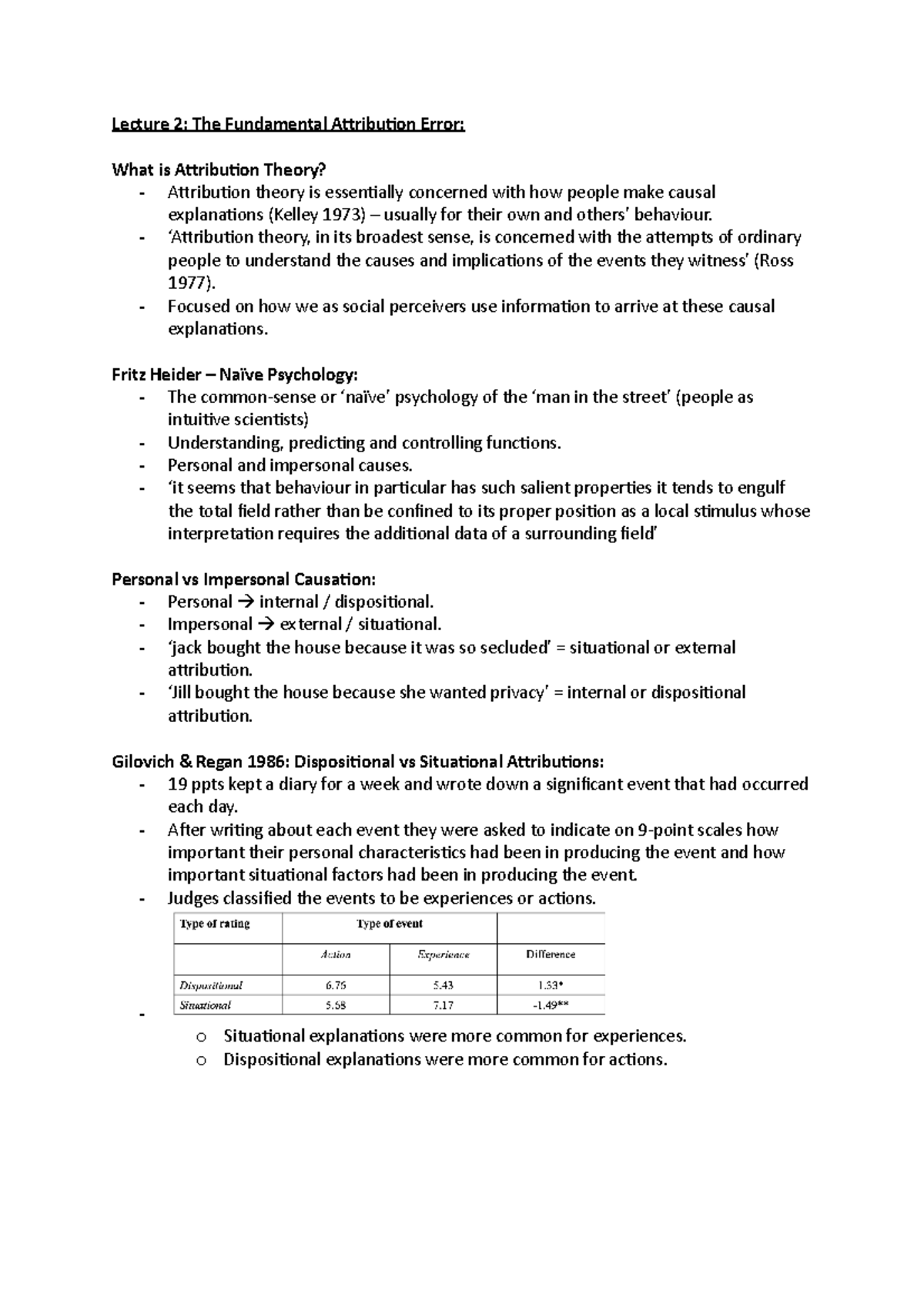 Lecture 2 The Fundamental Attribution Error - ‘Attribution theory, in ...