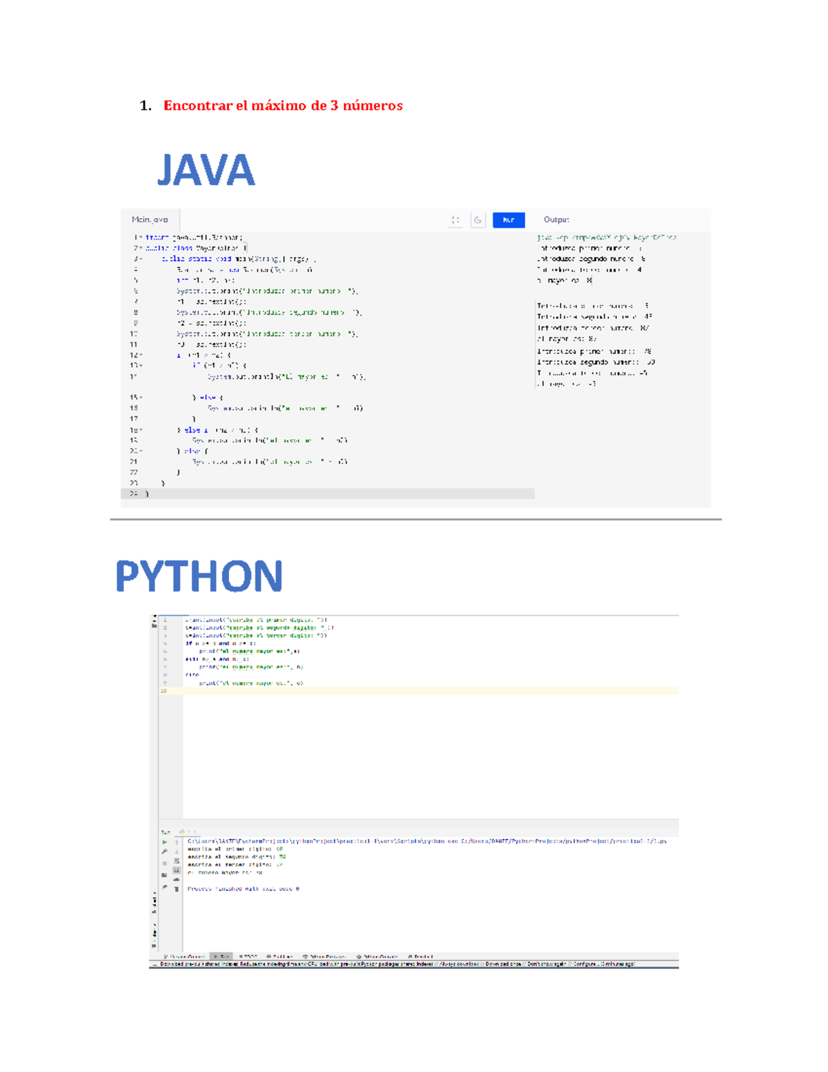 Practica INF111 1 - programacion - Encontrar el máximo de 3 números ...
