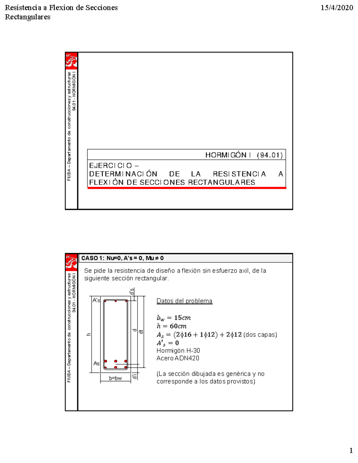 A EJ Verif Flexion Rectangular v01 - Rectangulares FIUBA – Departamento ...