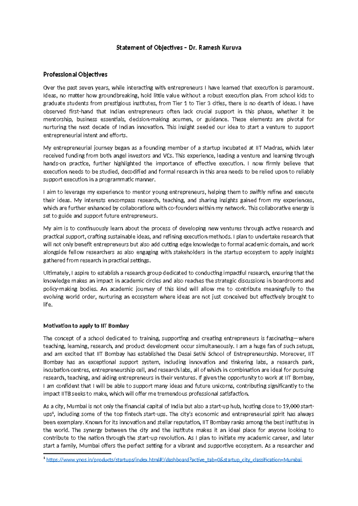 Statement of Objectives without track changes - Statement of Objectives ...