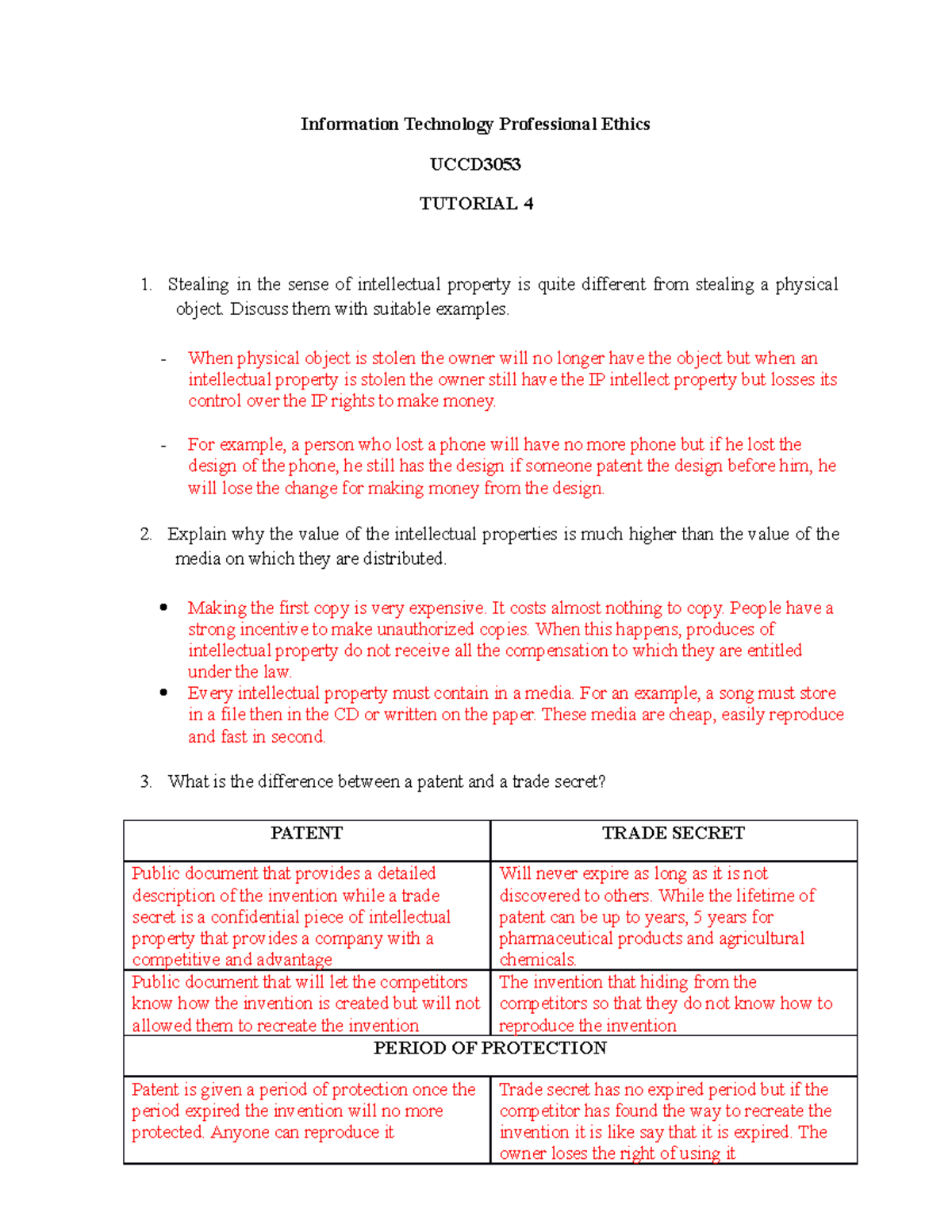 Tutorial 4 - UCCD3053 Information Technology Professional Ethics - Information Technology - Studocu