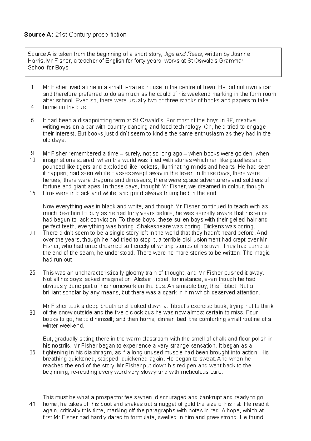 P1Q2 Assessment-2 - notes - Source A: 21st Century prose-fiction 1 4 5 ...