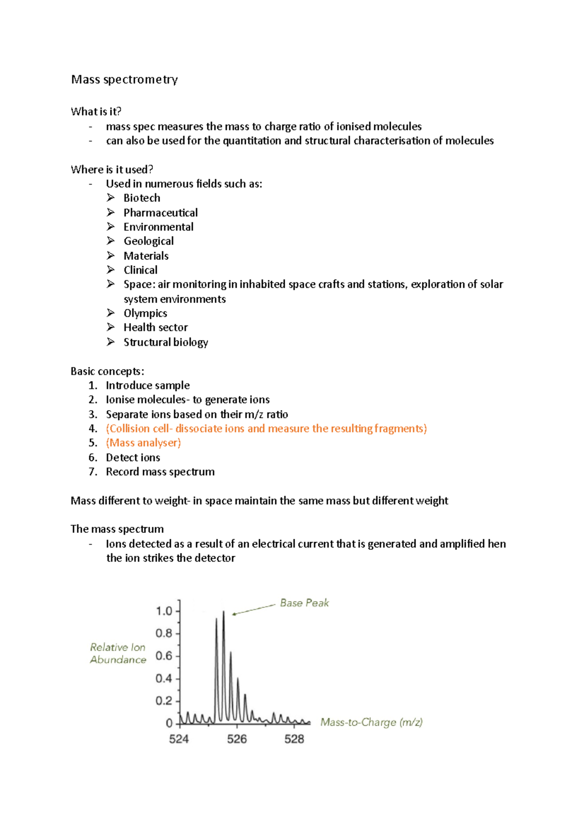 Mass spectrometry - Lecture notes 4 - Mass spectrometry What is it ...