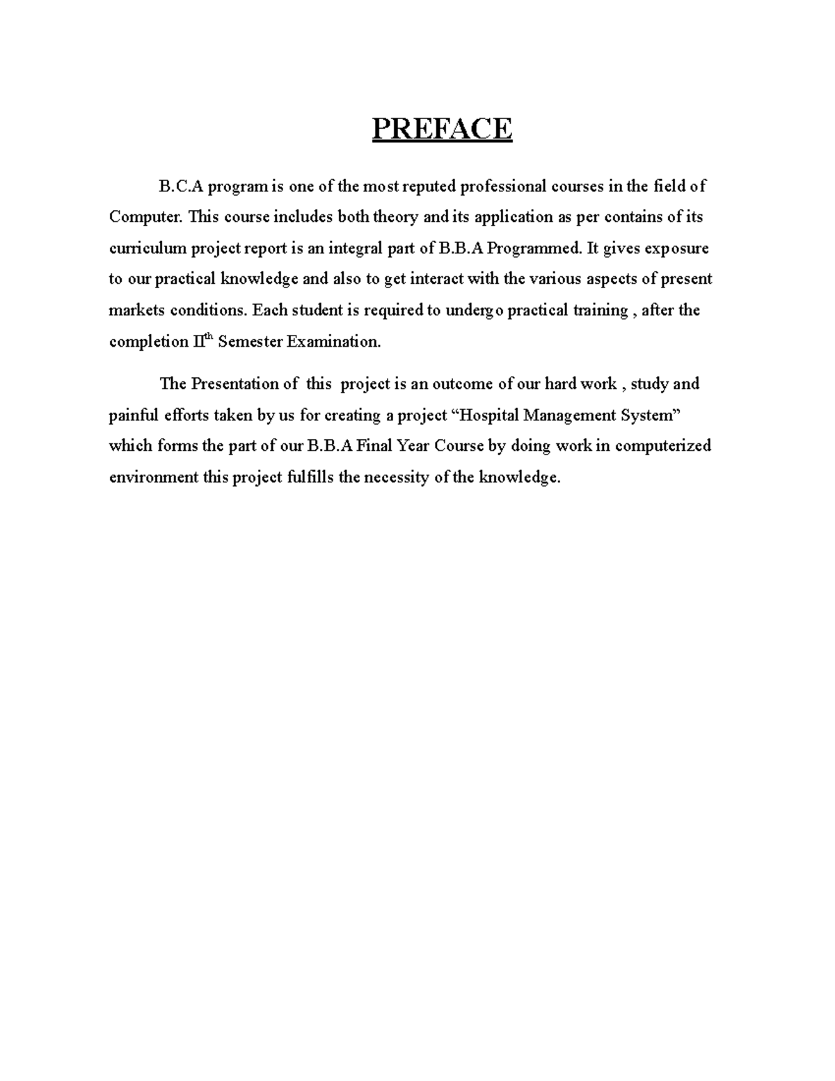 Preeee - PREFACE B.C program is one of the most reputed professional ...