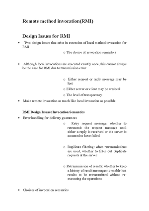 Remote method invocation - Remote method invocation(RMI) Design Issues ...