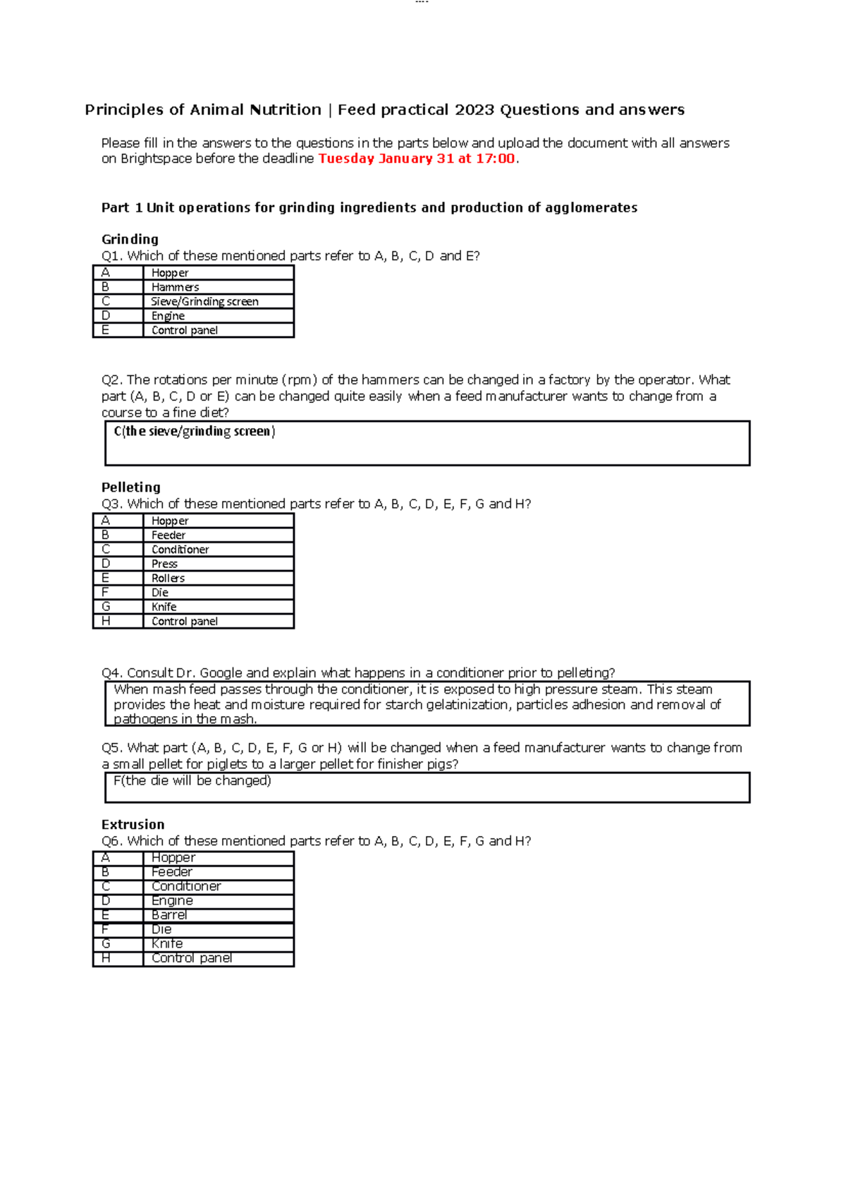 Feed Practical Assignment - lOMoARcPSD| Principles of Animal Nutrition ...
