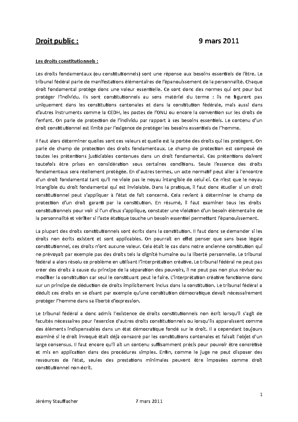 Cours de droit public - Droit public : 9 mars 2011 Les droits ...