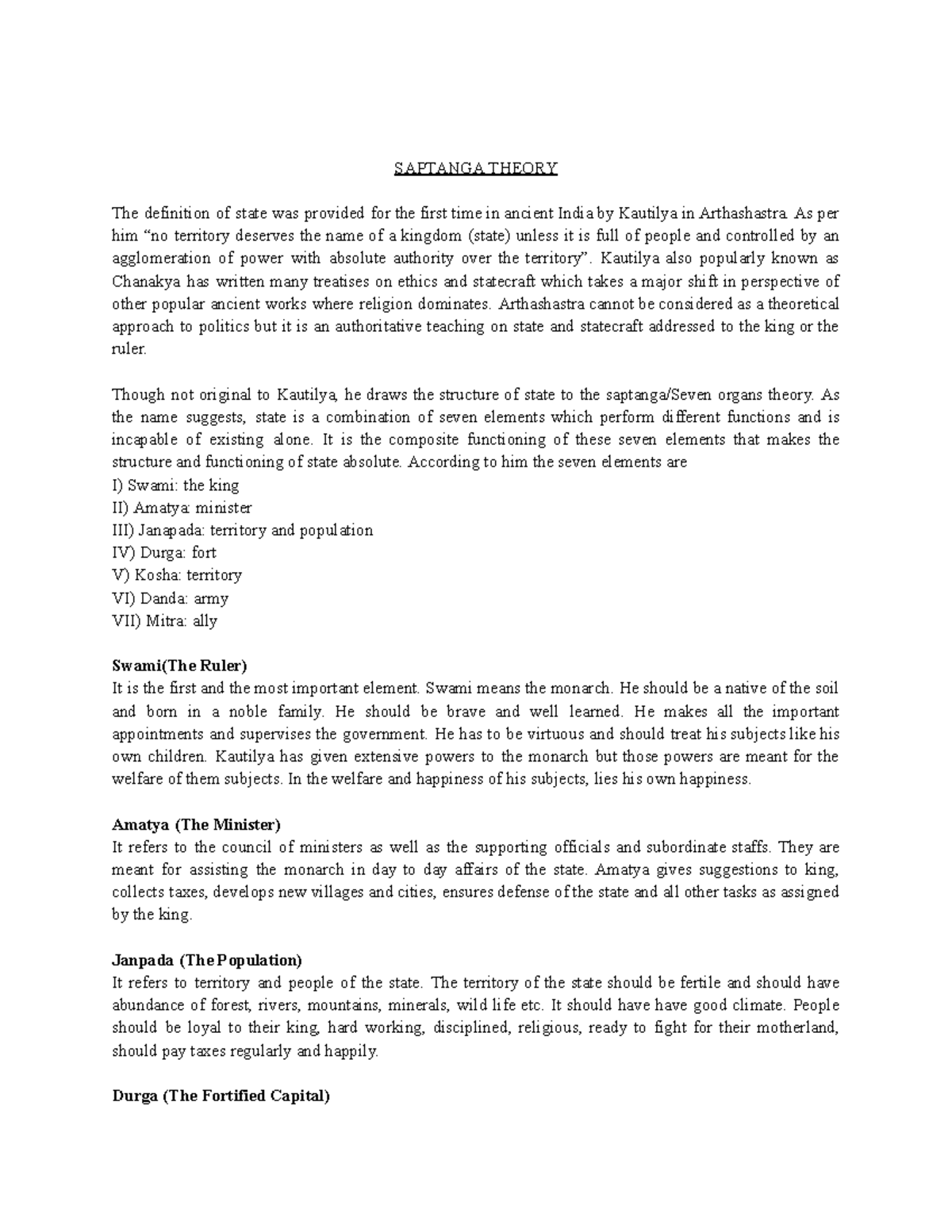 Untitled document saptanga - SAPTANGA THEORY The definition of state ...