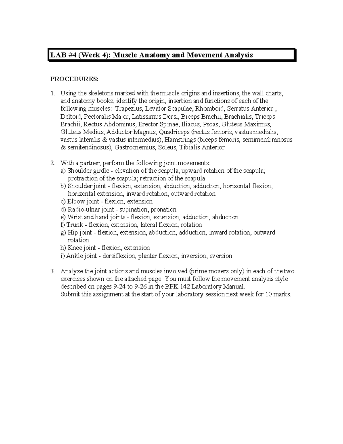 Lab 4 - Muscle Anatomy and Movement - LAB #4 (Week 4): Muscle Anatomy ...