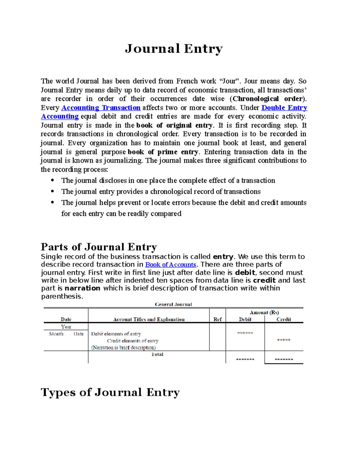 Journal Entry - Journal Entry The world Journal has been derived from ...