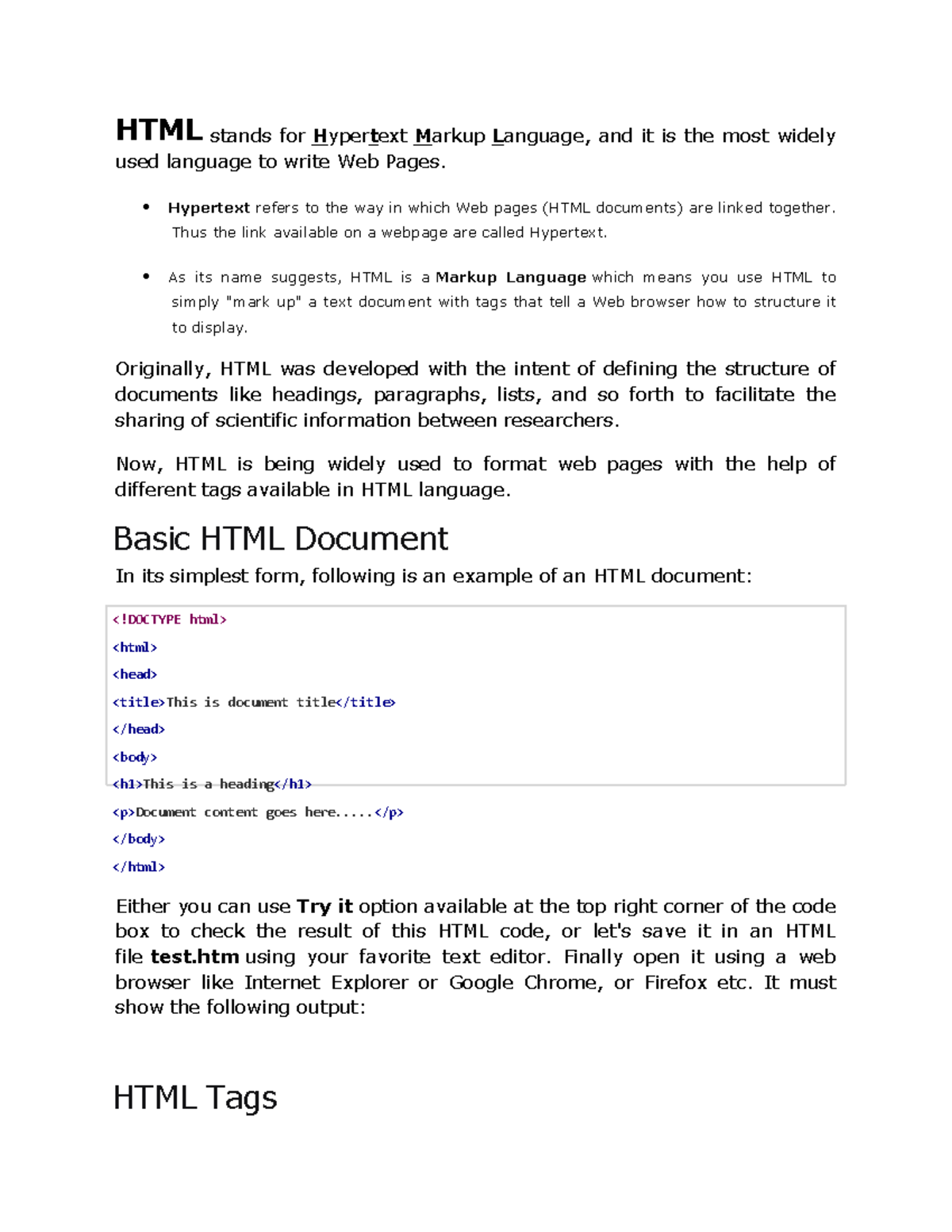 HTML - intended to teach students the fundamentals of web development ...