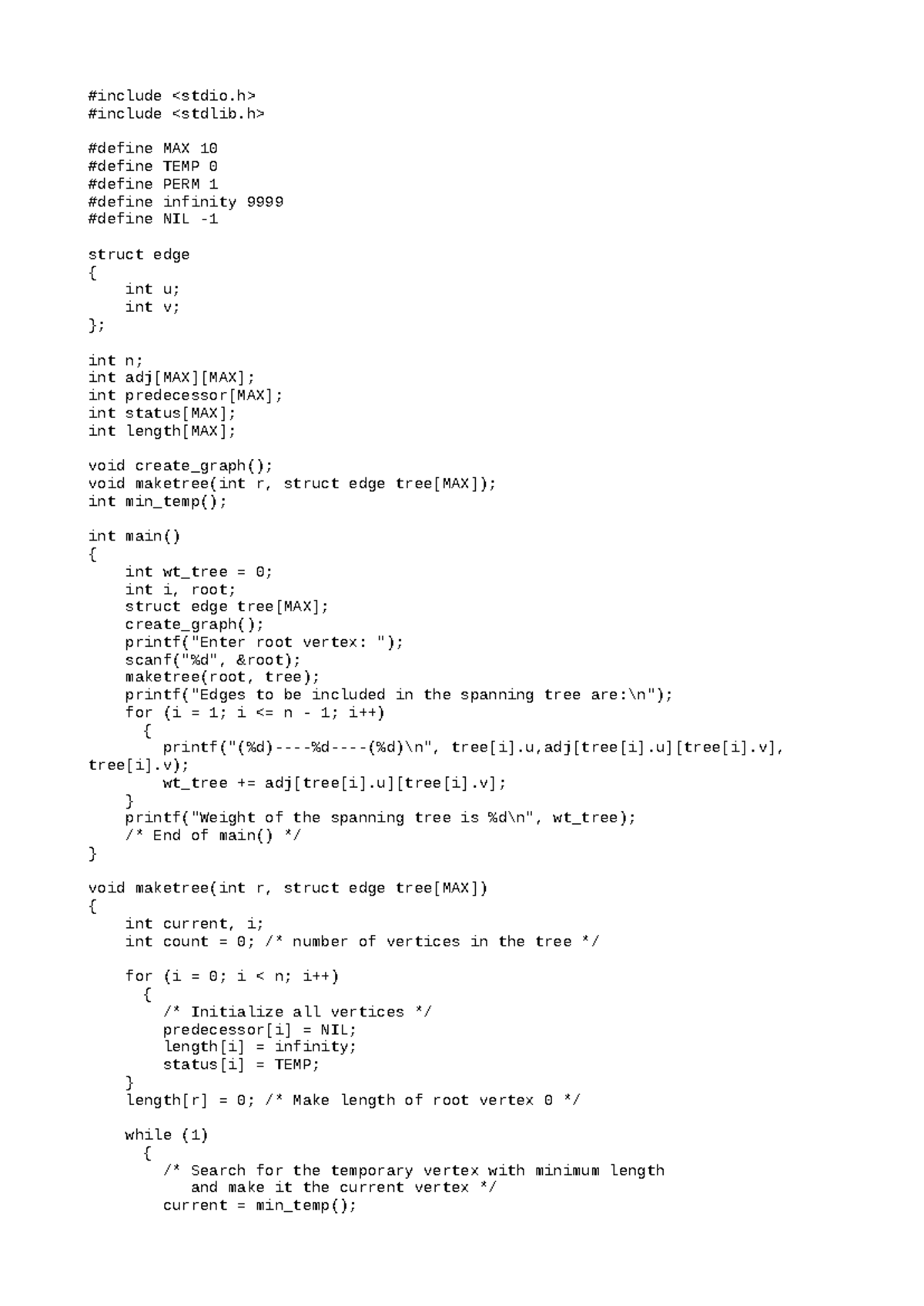 Prim - codes of computer - #include #include #define MAX 10 #define - Studocu