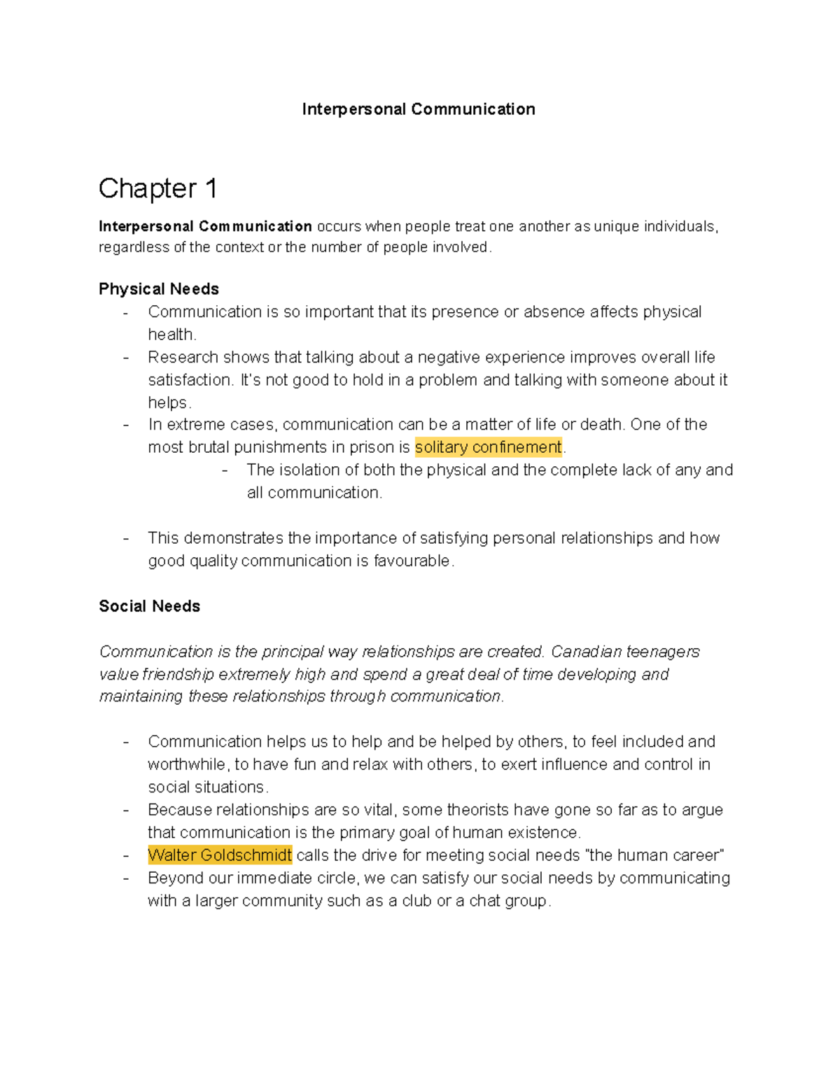 Interpersonal communication - Physical Needs Communication is so ...