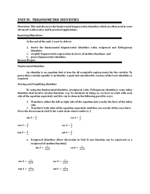 Trigonometry Unit 5 Module - Functions OF Composite Angles - UNIT V ...