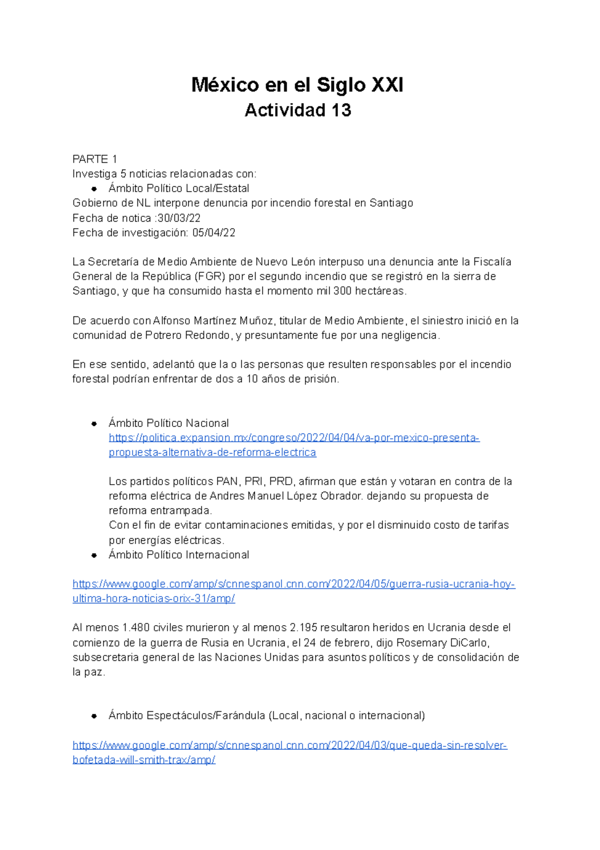 Mexico en el Siglo XXI Actividad Previa 13 - México en el Siglo XXI Actividad 13 PARTE 1 ...