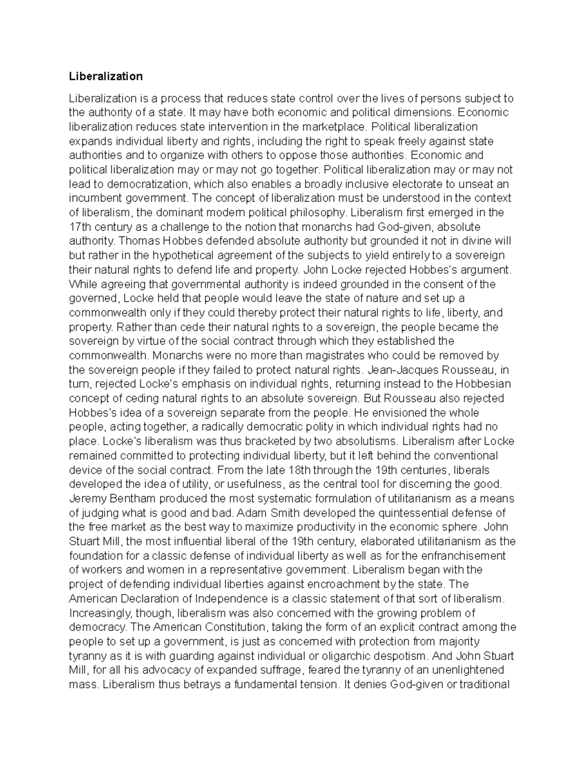 Liberalization - Liberalization Liberalization is a process that ...