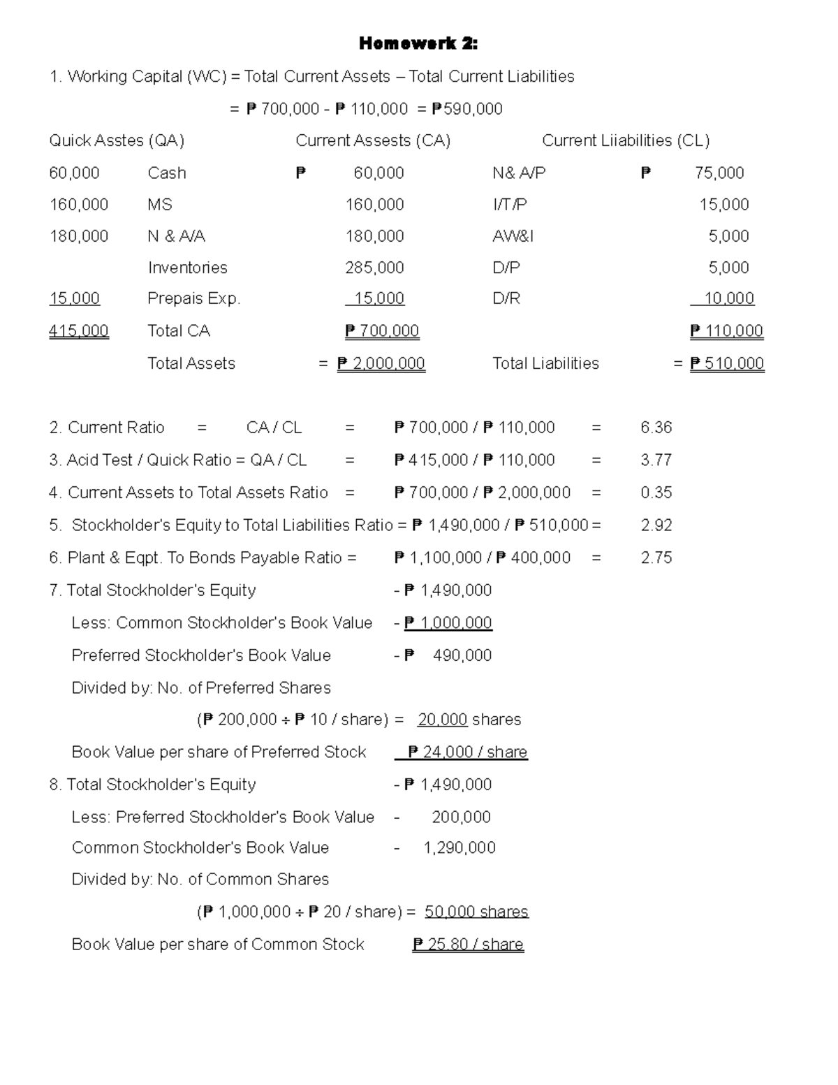 Homework 2 - Simple assignments - Homework 2: Working Capital (WC ...