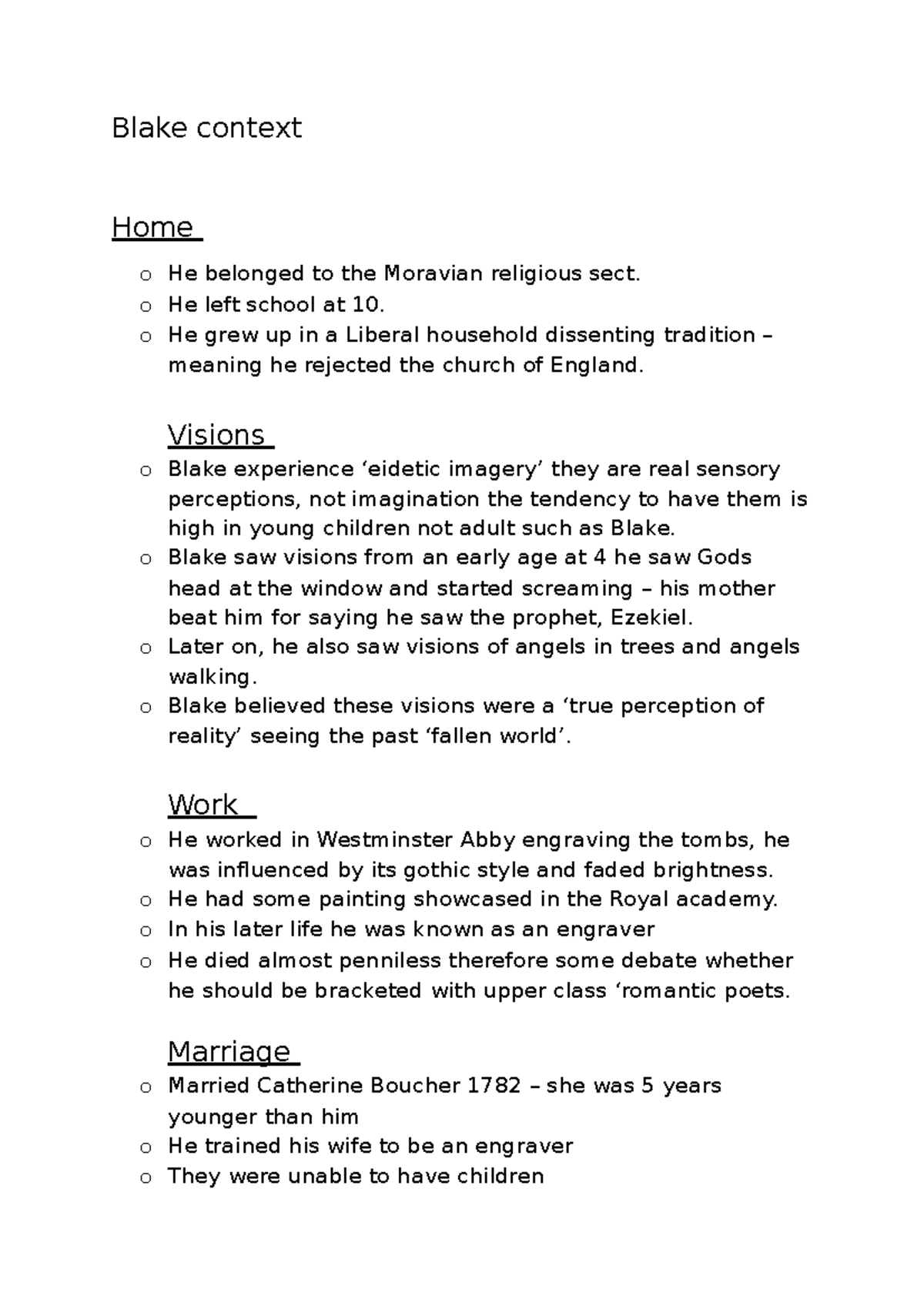 Blake context - Blake context Home o He belonged to the Moravian ...