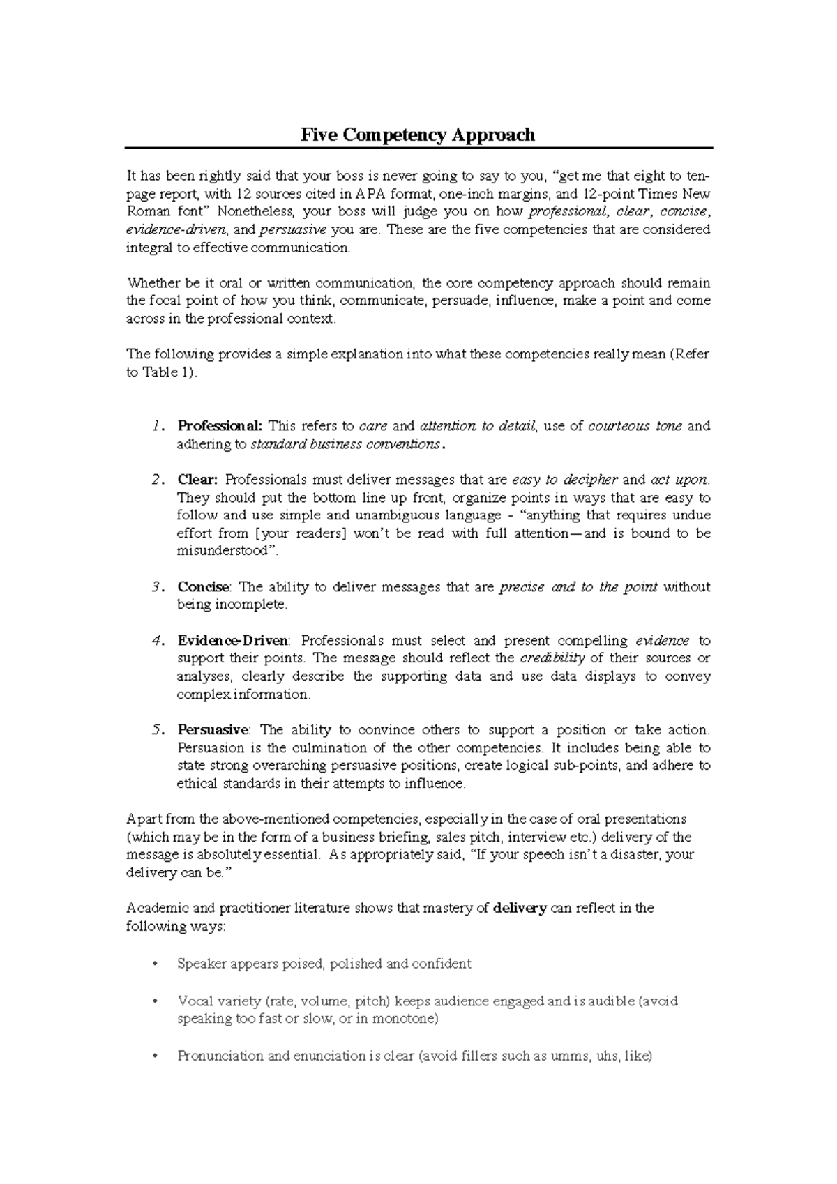 12.4. Five Competency Approach - Five Competency Approach It has been ...