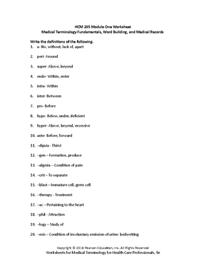 Module 7 Worksheet - HCM 205 Module Seven Worksheet Obstetrics and ...
