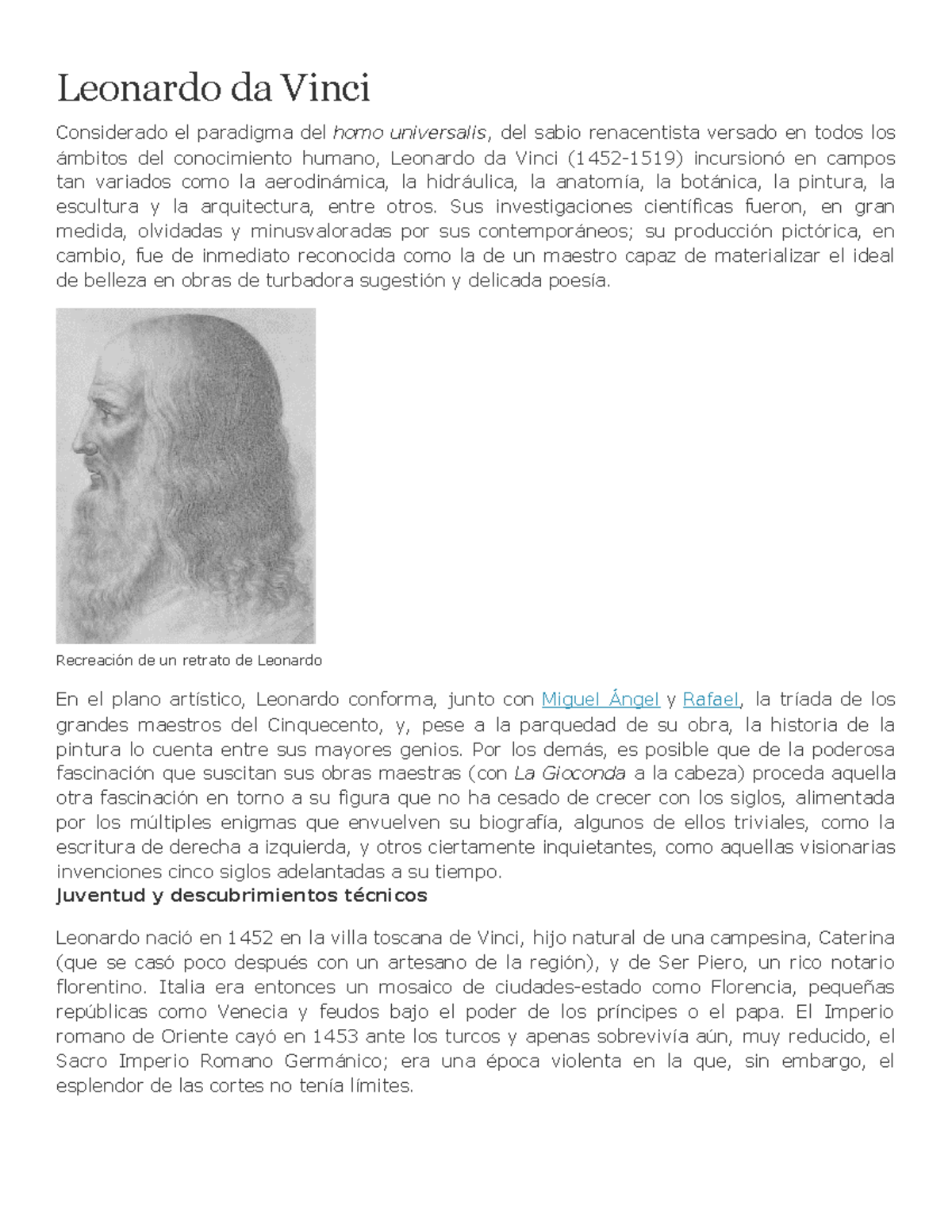 Biografia de leonardo da vinci - Leonardo da Vinci Considerado el ...