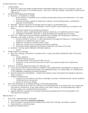 Class 1 - Evidence Overview - EVIDENCE OVERVIEW – CLASS ONE I. What is ...