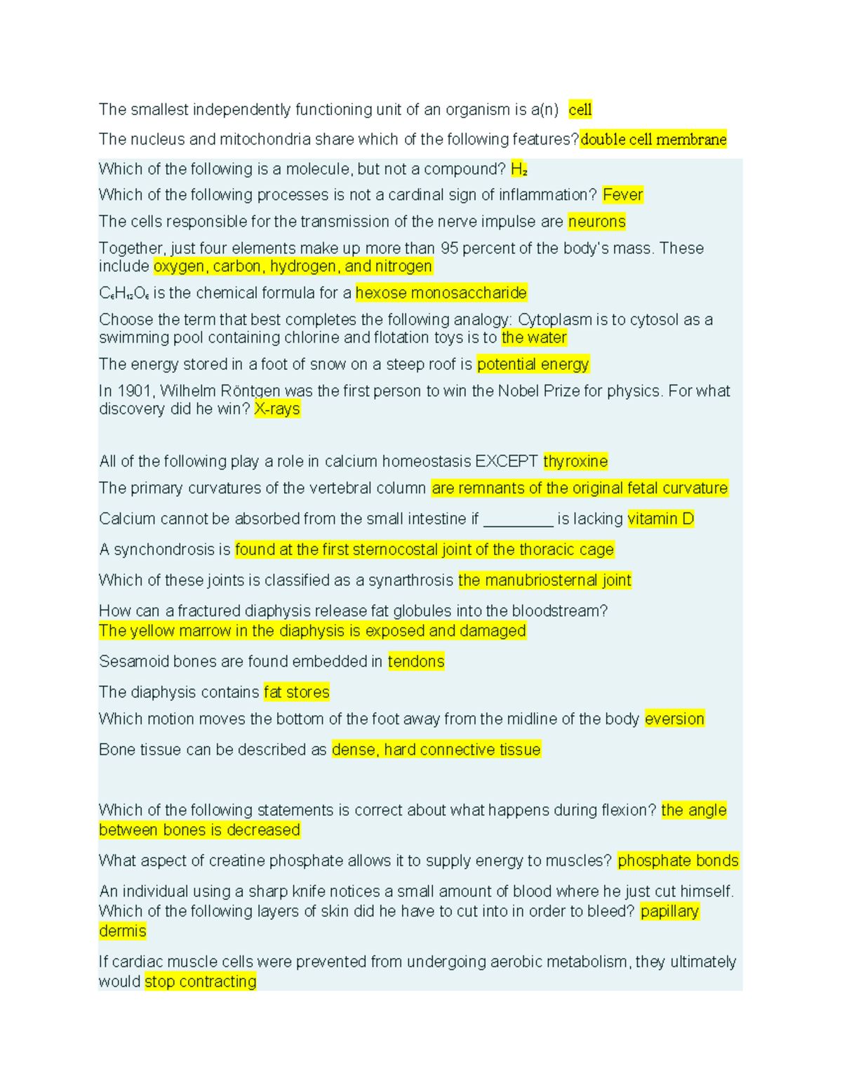 HS 2211 Human Anatomy and Physiology - The smallest independently ...