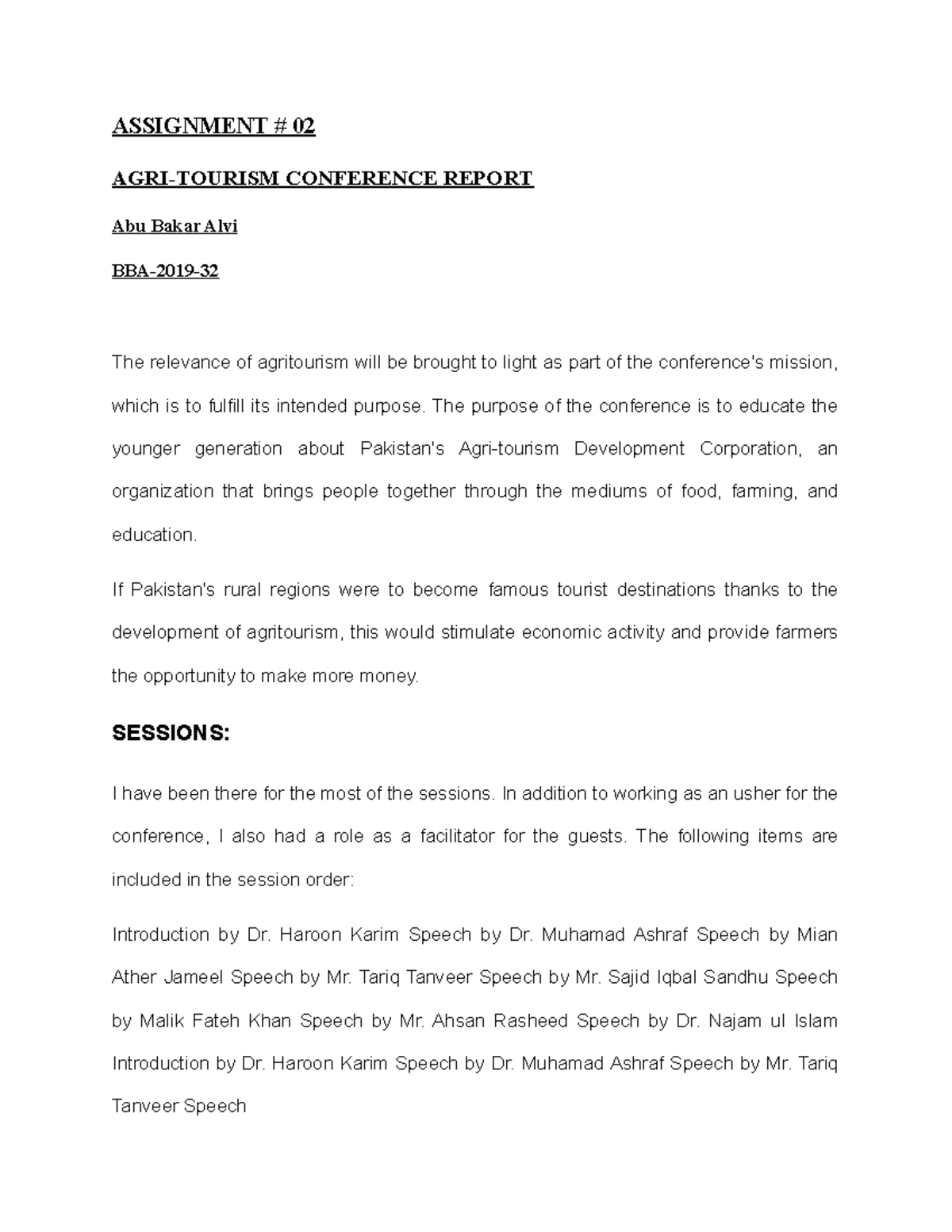 Assignment # 02 - For Business Studens - ASSIGNMENT # 02 AGRI-TOURISM ...