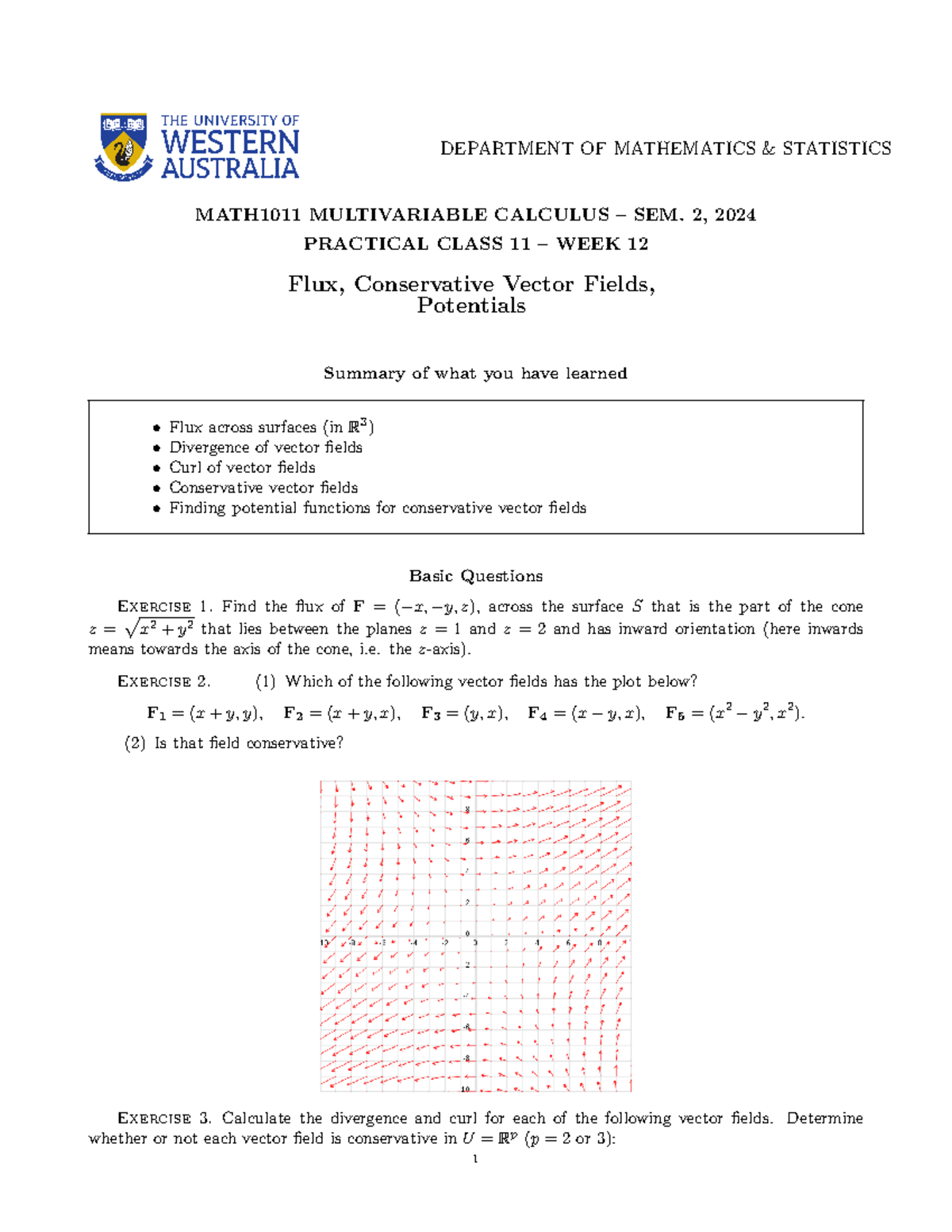 MATH1011 Pr11 week12 2 24 - DEPARTMENT OF MATHEMATICS & STATISTICS ...