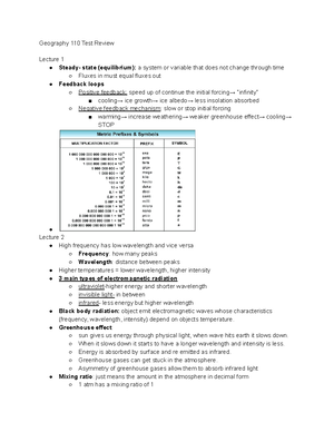 Geography 110 Exam 2 - lecture exam 1 notes - Geography 110 Exam 2 ...
