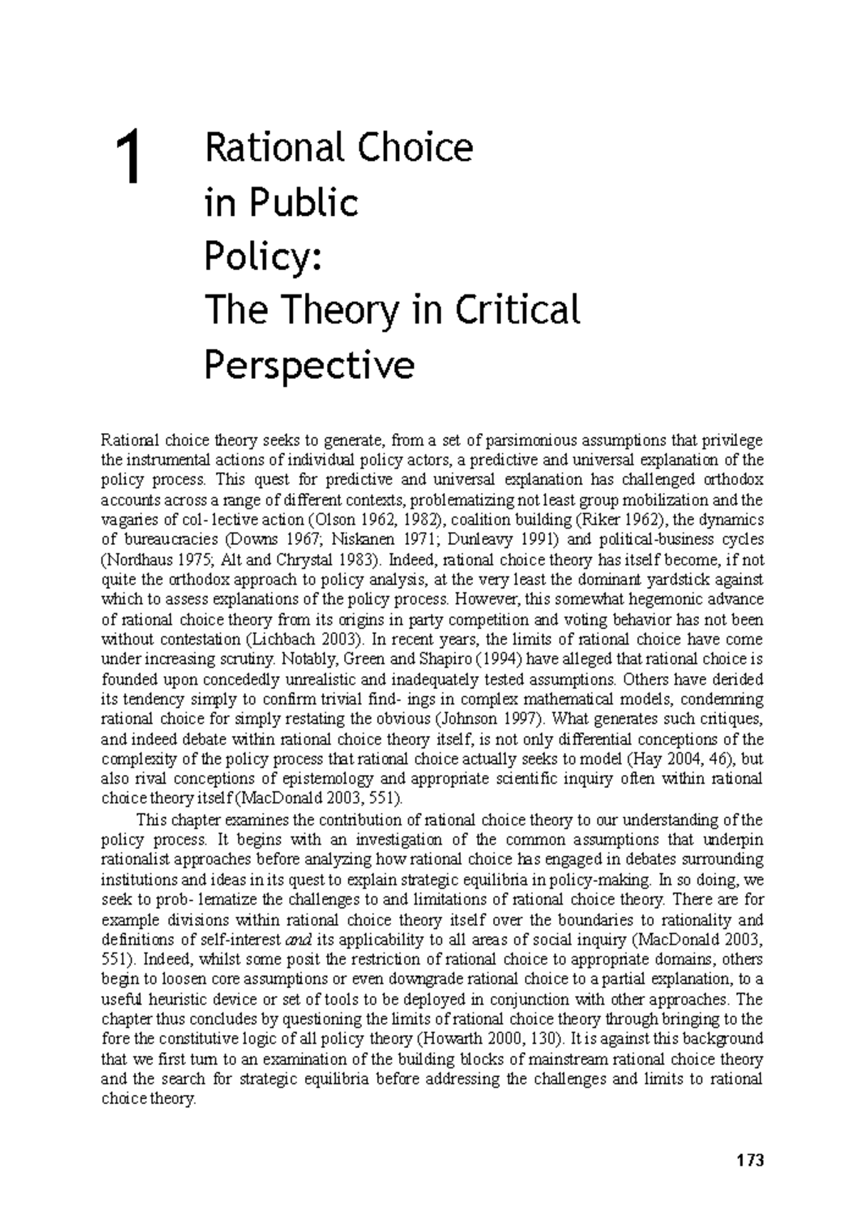 Rational Choice in Public Policy - Rational Choice in Public Policy ...