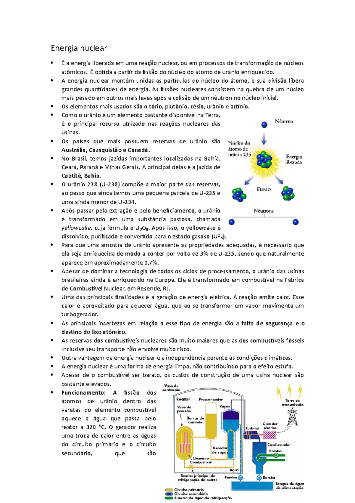 Anotações acerca de Energia Nuclear. - Energia nuclear É a energia ...