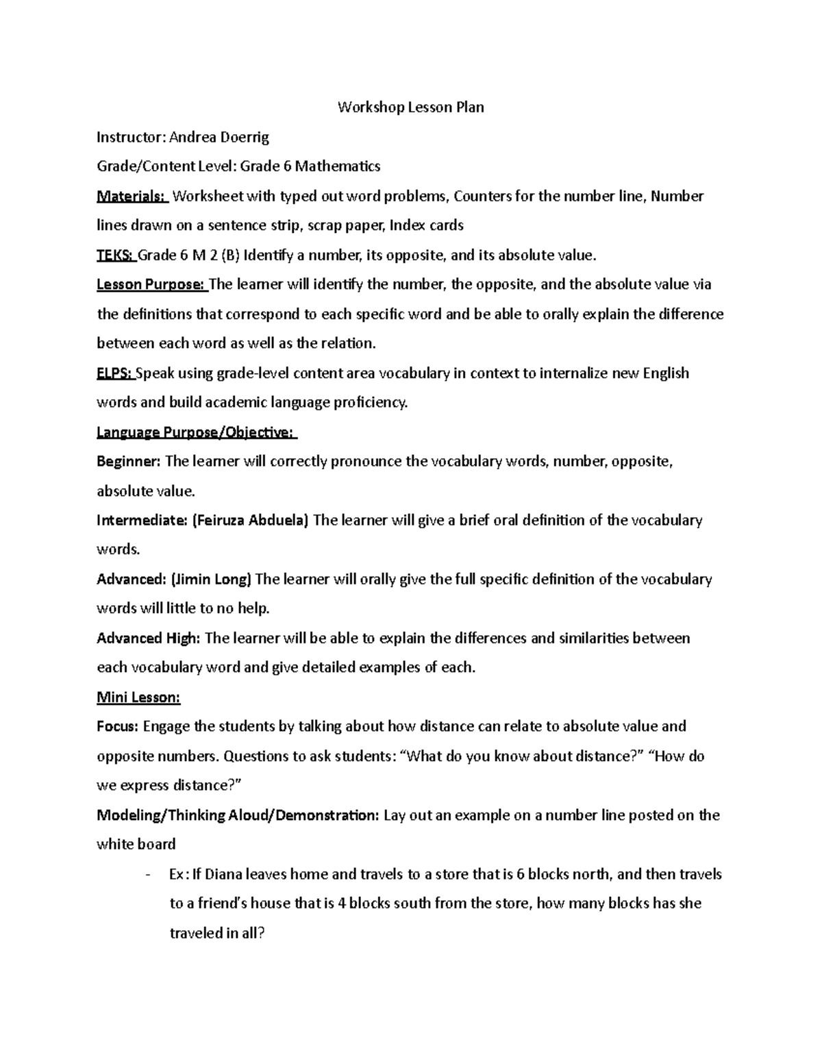 Workshop Lesson Plan - Dr. Kahn - Workshop Lesson Plan Instructor ...