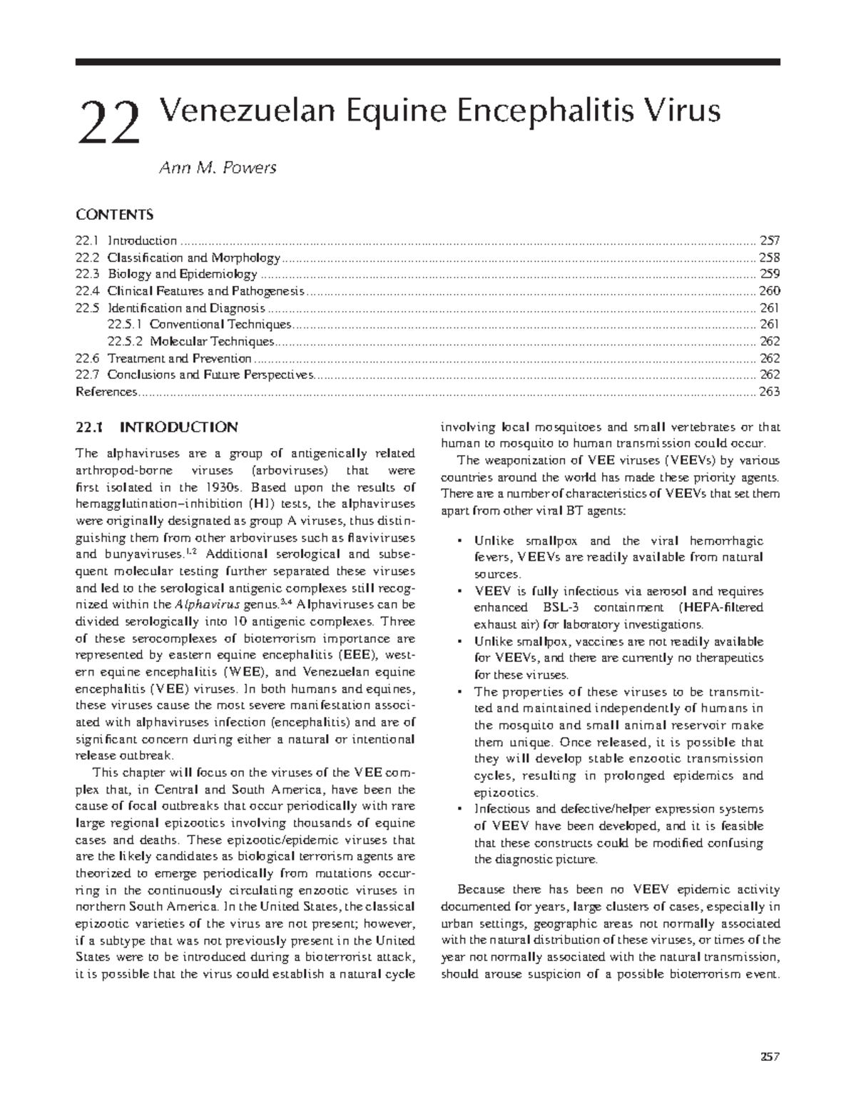 Venezuelan Equine Encephalitis Virus - 257 22 22 INTRODUCTION The ...