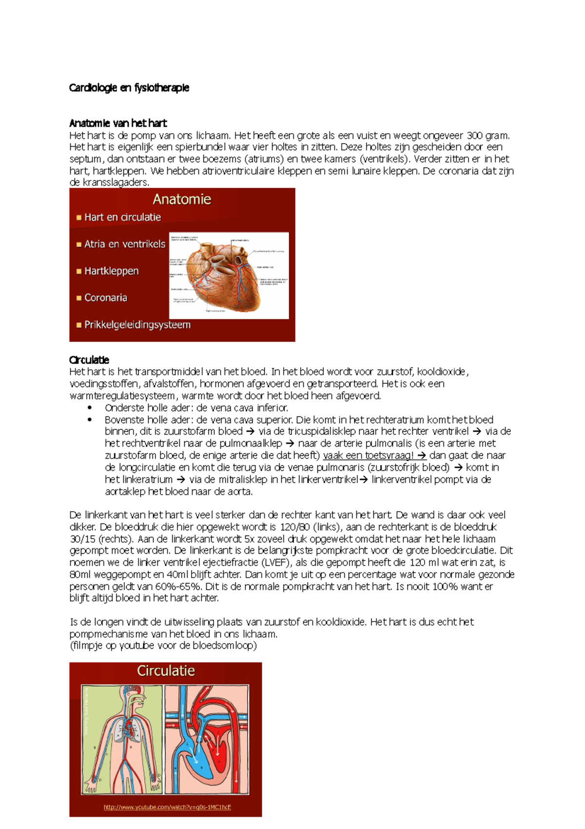 Cardiologie jaar 2 - Cardiologie en fysiotherapie Anatomie van het hart ...