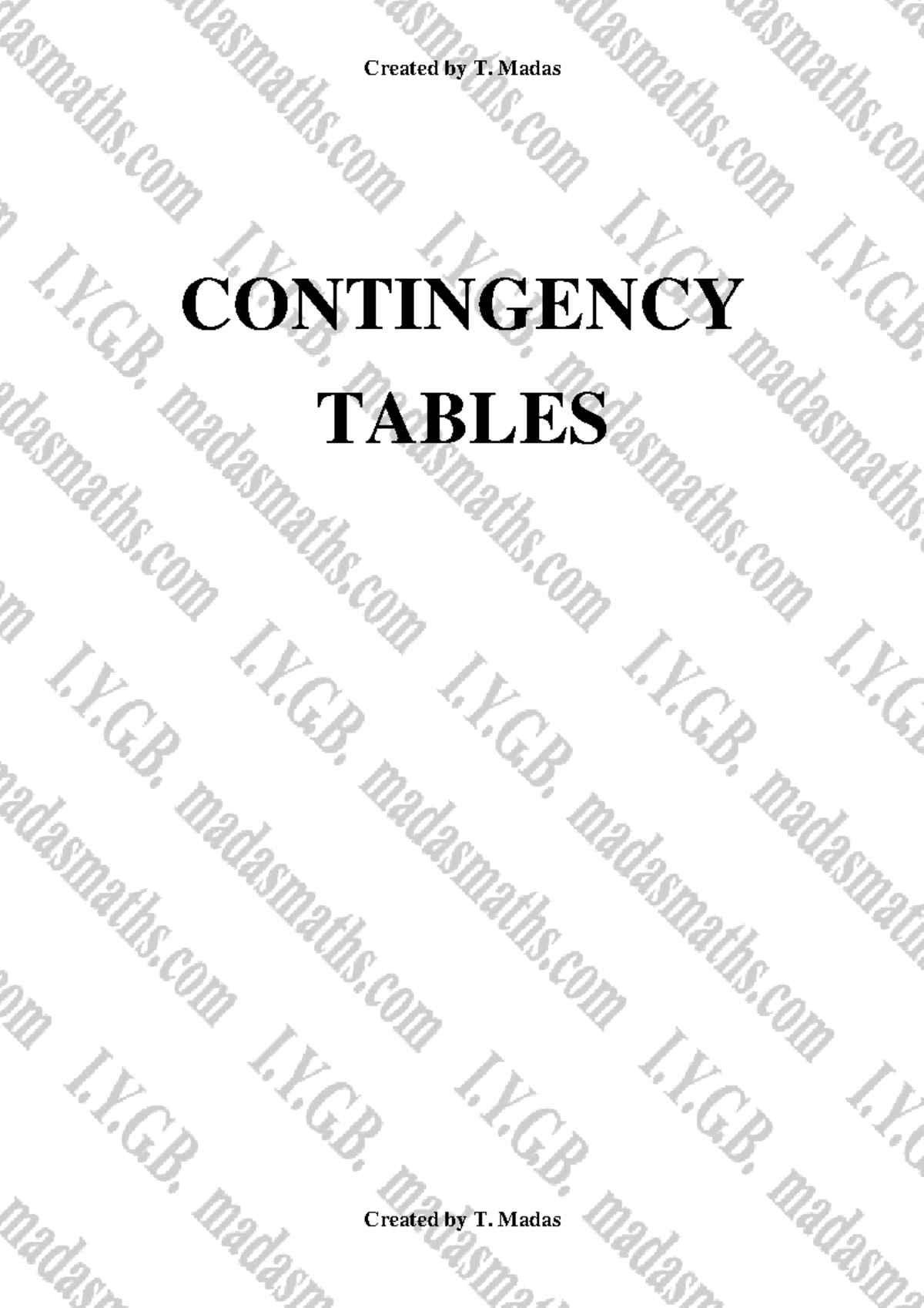 Contingency tables - Practice material fro probability - CONTINGENCY ...