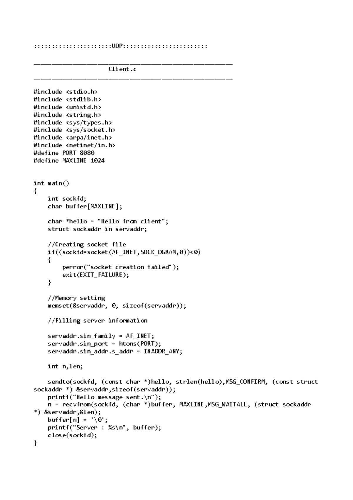 UDP - UDP lab program - ::::::::::::::::::::::UDP:::::::::::::::::::::::: - Studocu