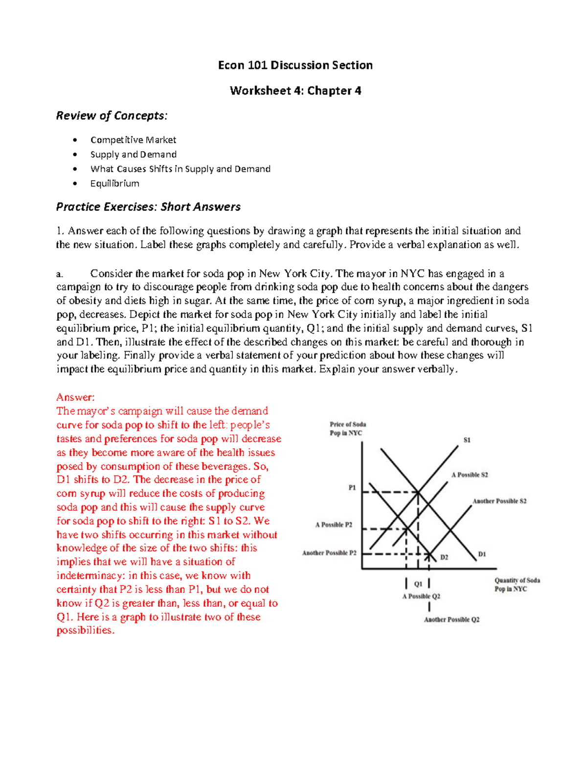 Econ 101 Discussion Worksheet Ch4 with Answers - Econ 101 Discussion ...
