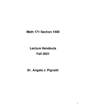 Math 171 Lecture Handouts - First 3 Weeks - MATH 171 COURSE OVERVIEW ...