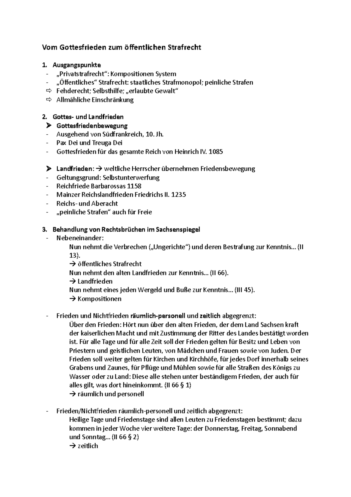 Vom Gottesfrieden zum Strafrecht - Vom Gottesfrieden zum öffentlichen ...