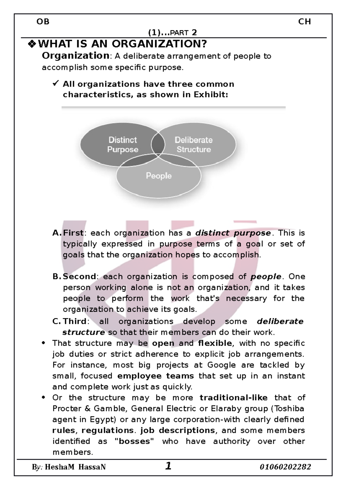 Class 2 Chapter Two 1 2 What Is An Organization Organization
