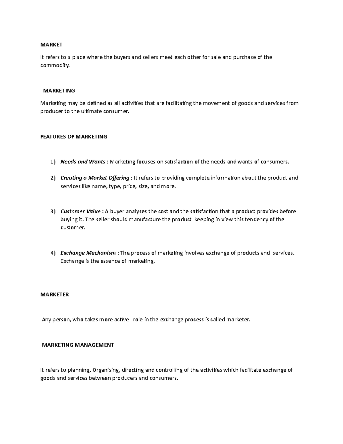 Market - Business studies - MARKET It refers to a place where the ...