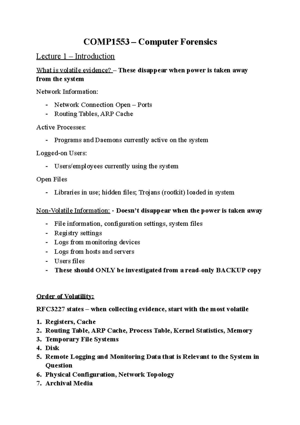 Comp1553 Lecture Notes 2020 Comp1553 Computer Forensics Lecture 1 Introduction What Is