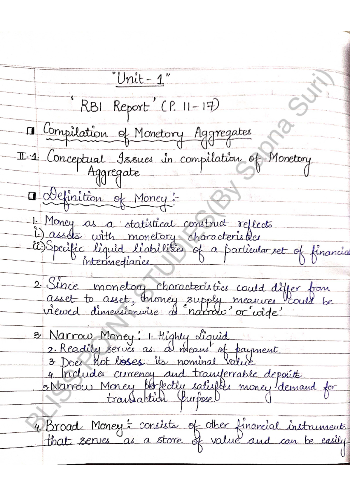 Unit 1 RBI report - Money and Financial Markets - Studocu