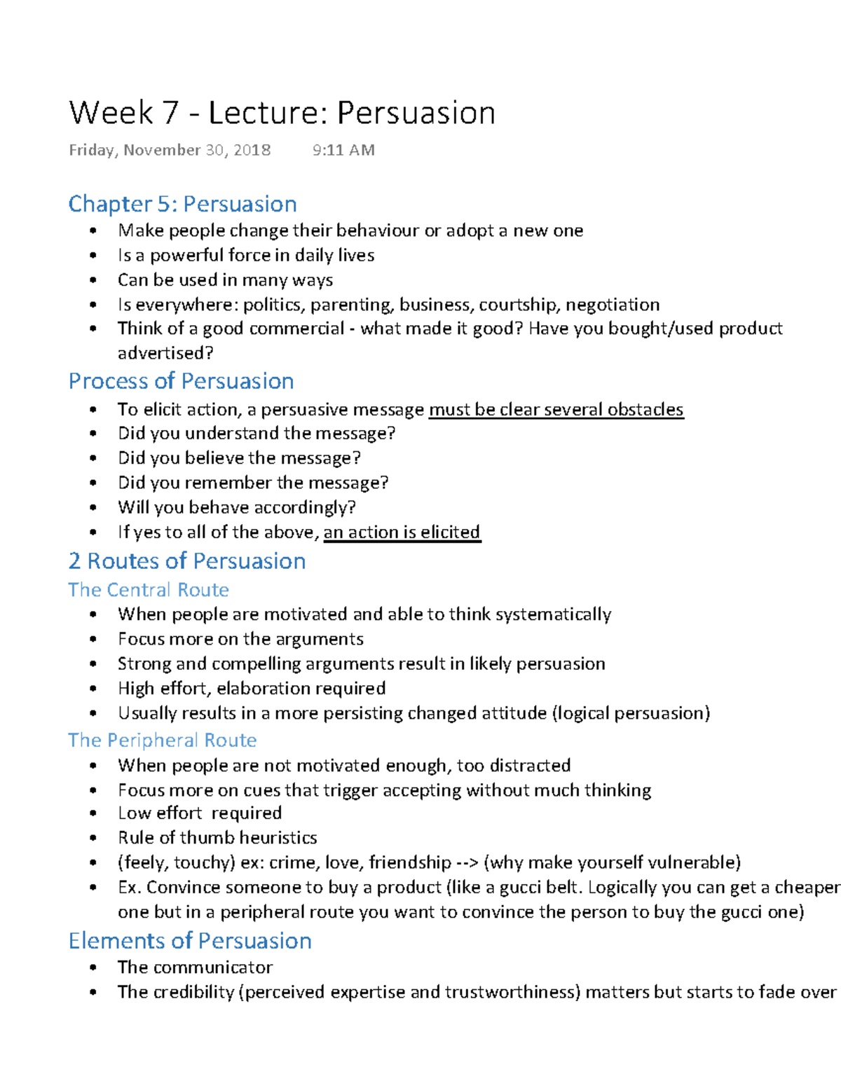 Week 7 - Lecture Persuasion - PSYC2130 - Studocu